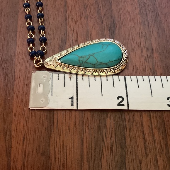 Chaps | Jewelry | Chaps Turquoise Blue And Gold Pendant Necklace | Poshmark